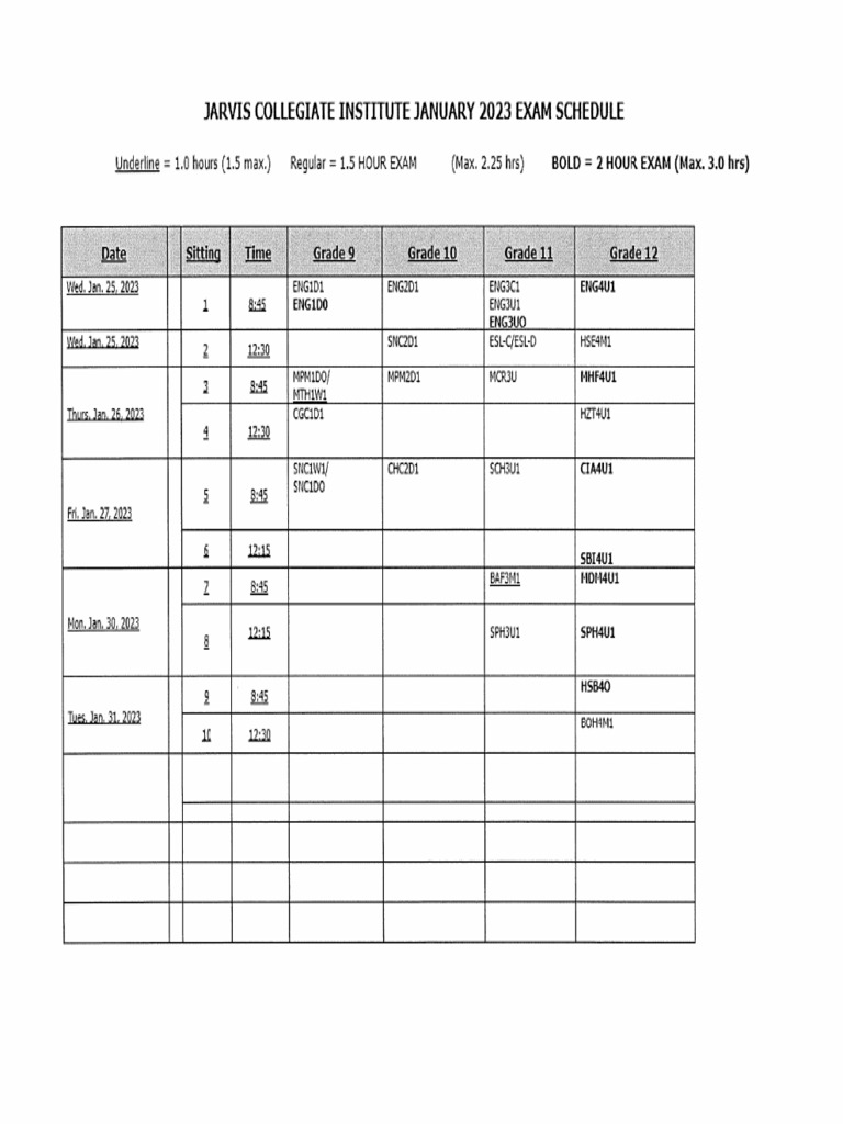 2023 Exam Schedule | PDF