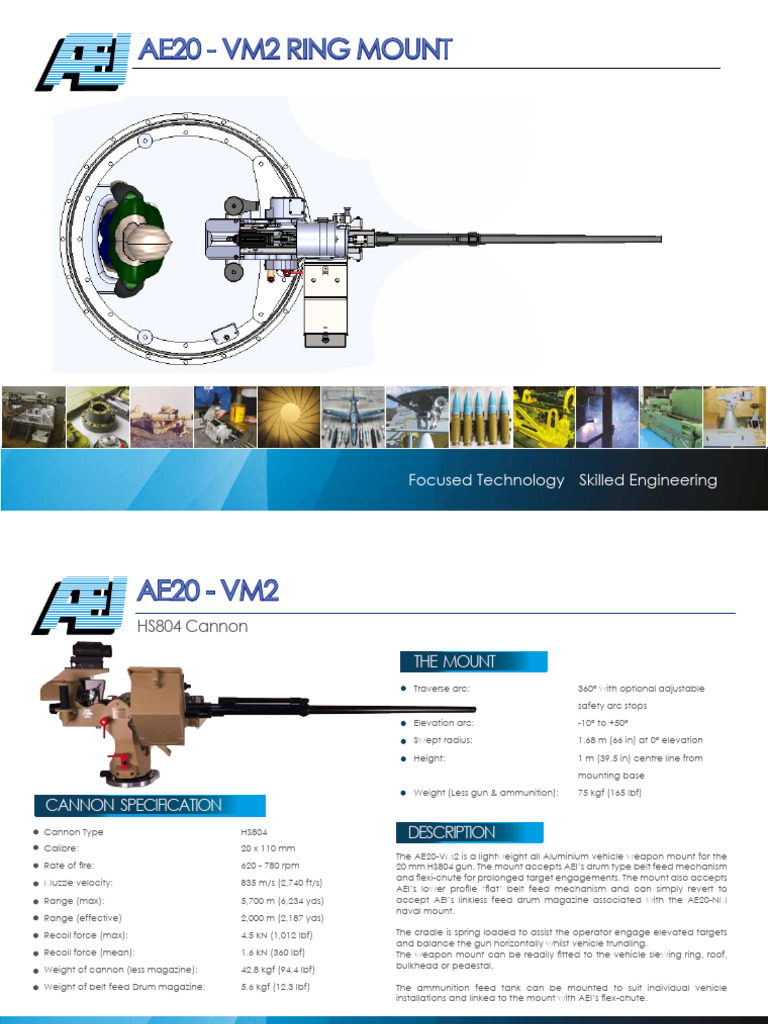 AE20-VM2: 20mm Gun Mount System | PDF | Military Science | Projectile ...