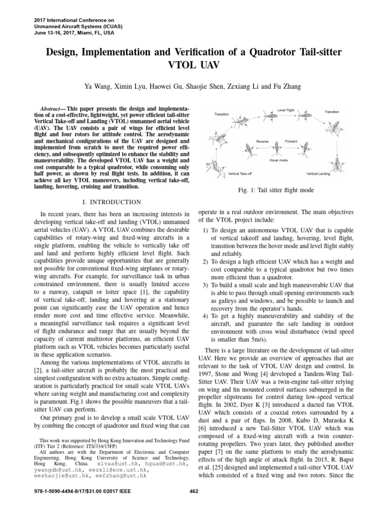 Design, Implementation and Verification of A Quadrotor Tail-Sitter VTOL ...
