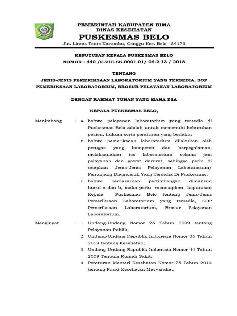 SK 103 JENIS PELAYAN LABORATORIUM | PDF