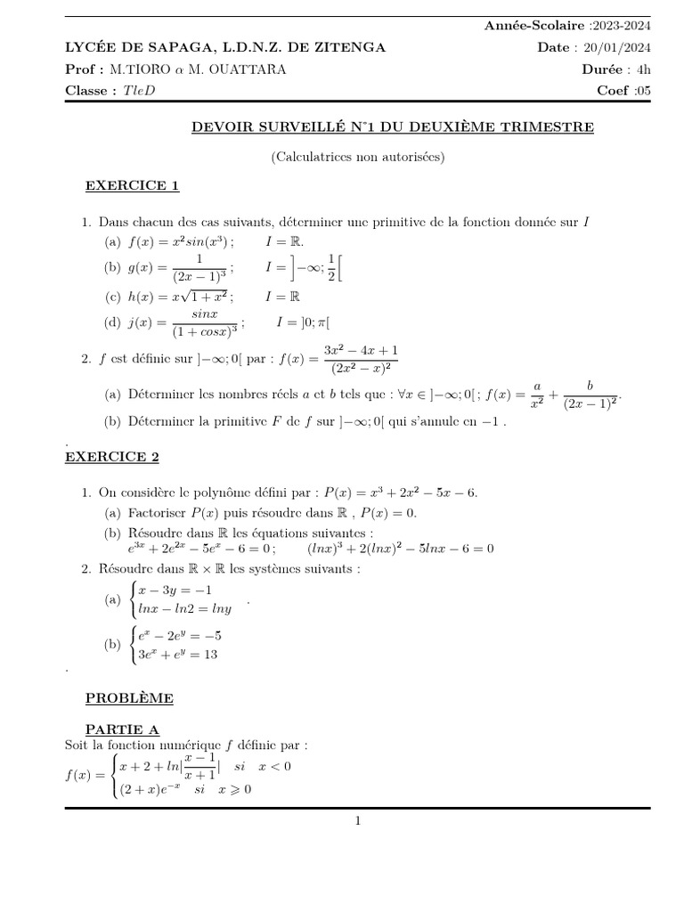 Dev N°1 2e Tri Tle D | PDF