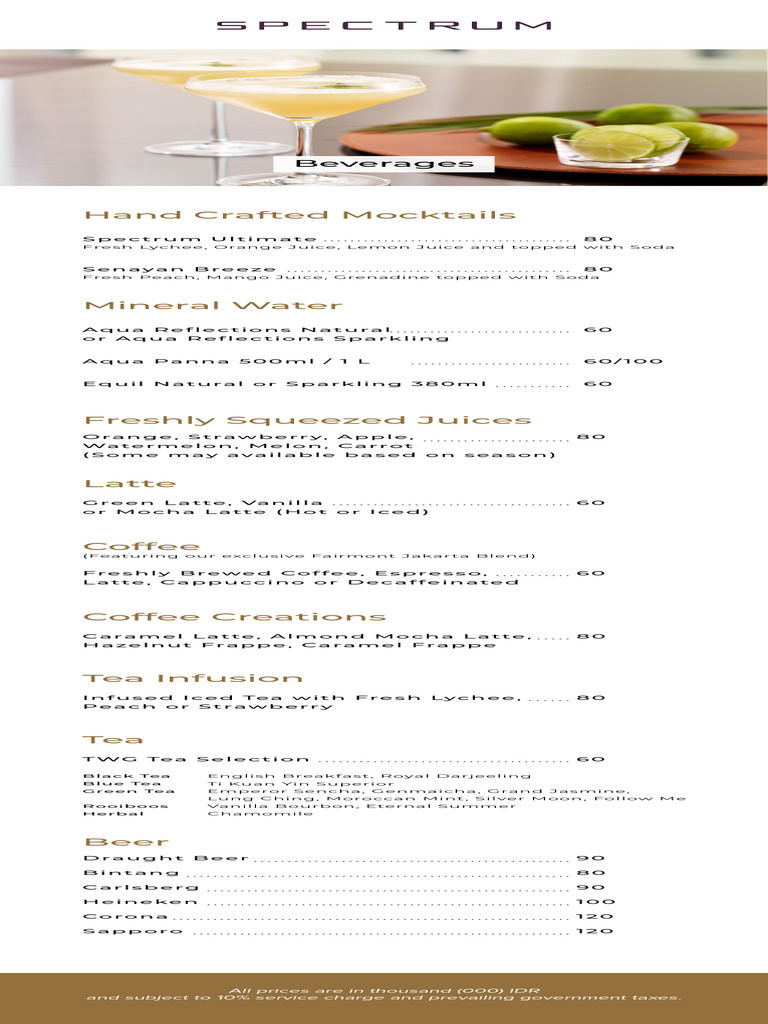 Spectrum Beverage Menu | PDF