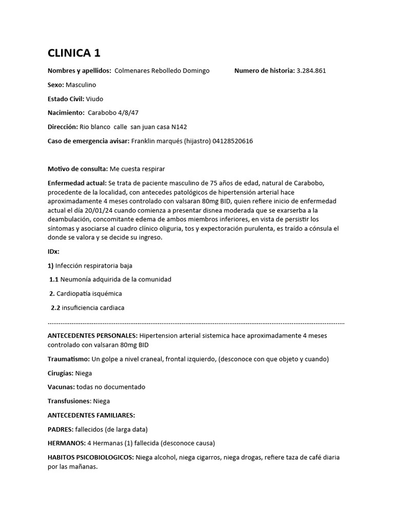 Caso Clinico | PDF | Medicina CLINICA | Enfermedades y trastornos