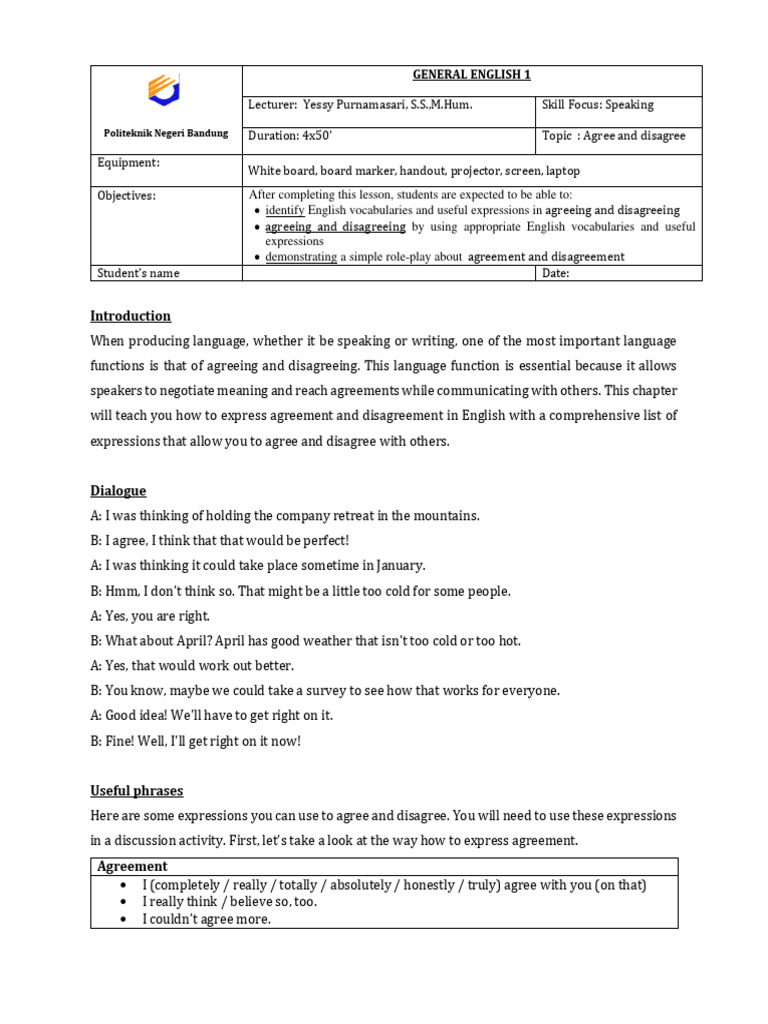 Agree, Disagree, Give Opinion - Handout | PDF | English Language