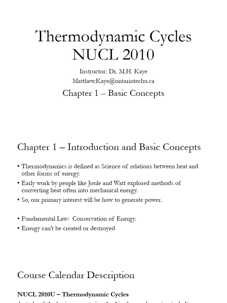 Thermodynamic Cycles Chapter 1 | PDF | Temperature | Thermodynamics