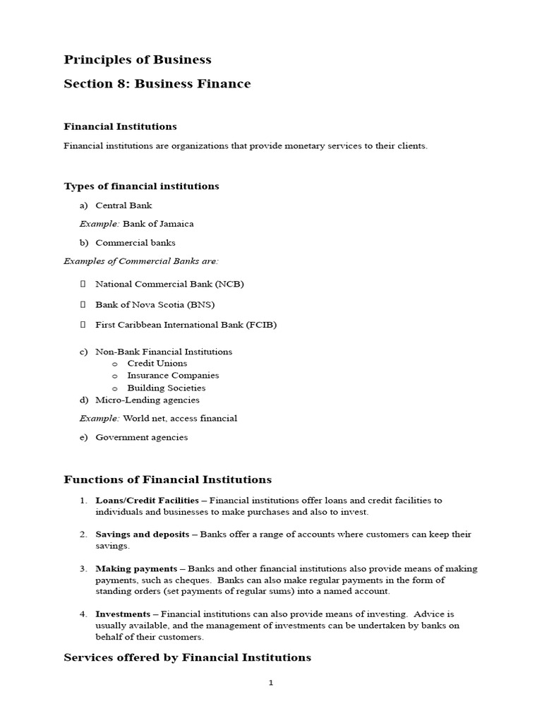 Section 8 POB Business Finance Handout | Download Free PDF | Banks | Stocks