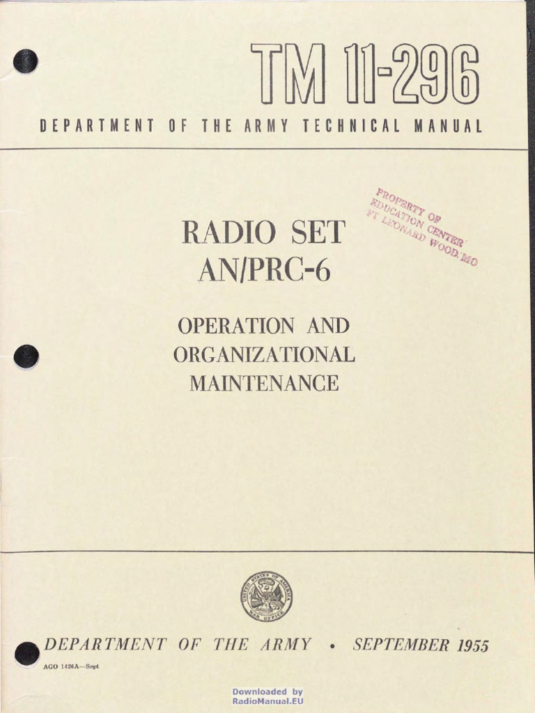TM 11-296 PRC-6 Manual | PDF | Radio | Manufactured Goods