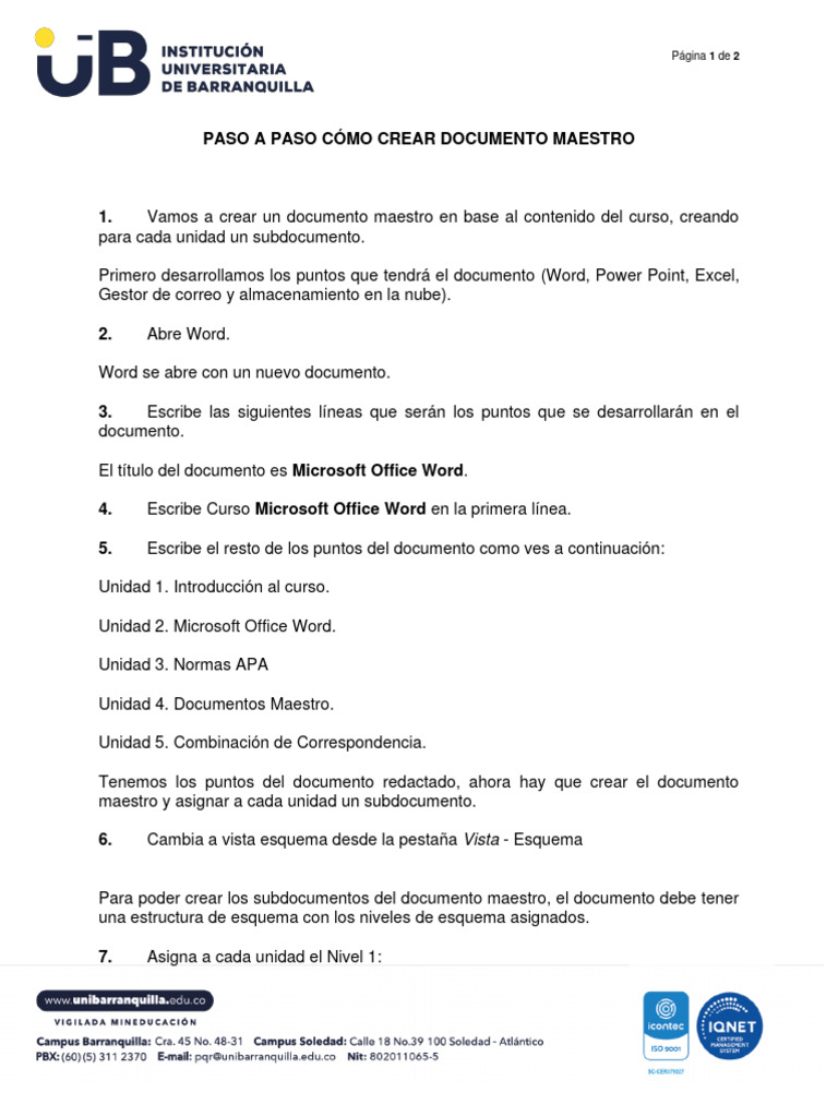 Paso A Paso para Crear Documento Maestro | PDF | Microsoft Word | Archivo de computadora