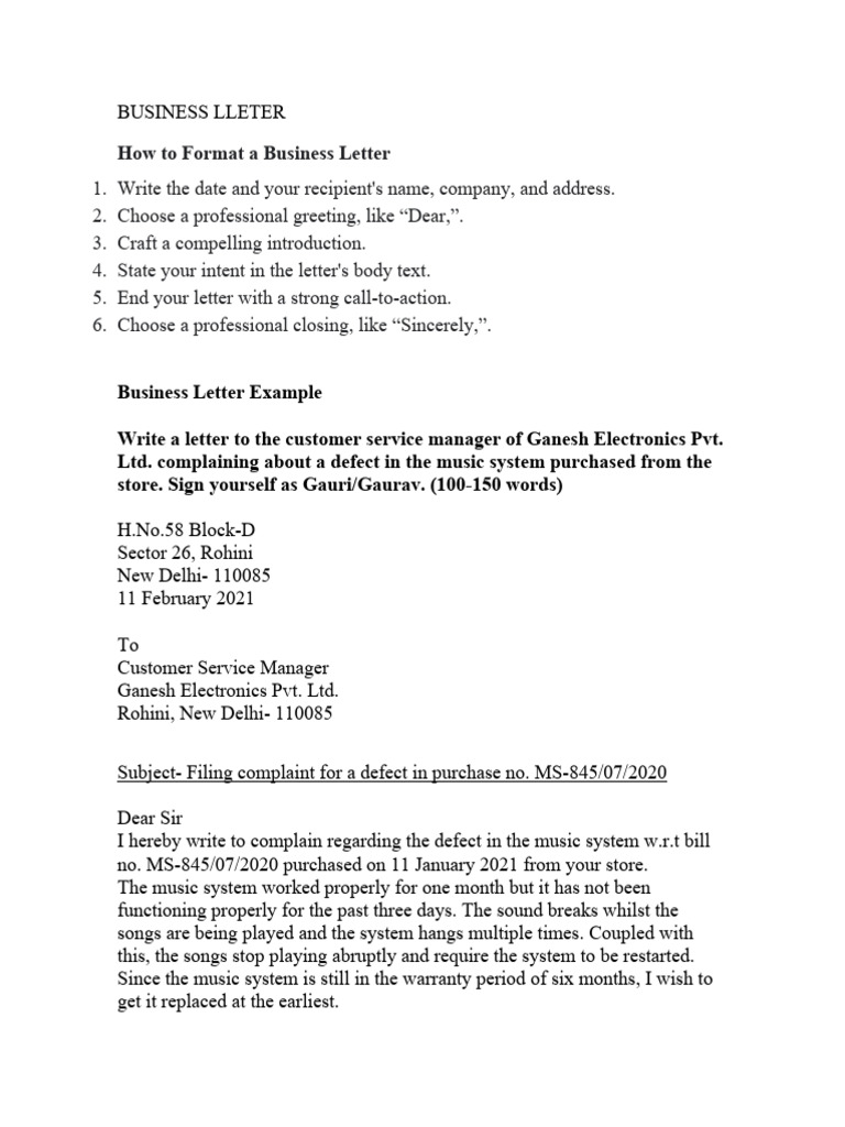 BUSINESS Letter | PDF