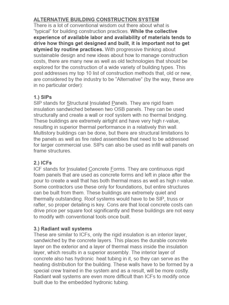 Alternative Building Construction | PDF | Home & Garden