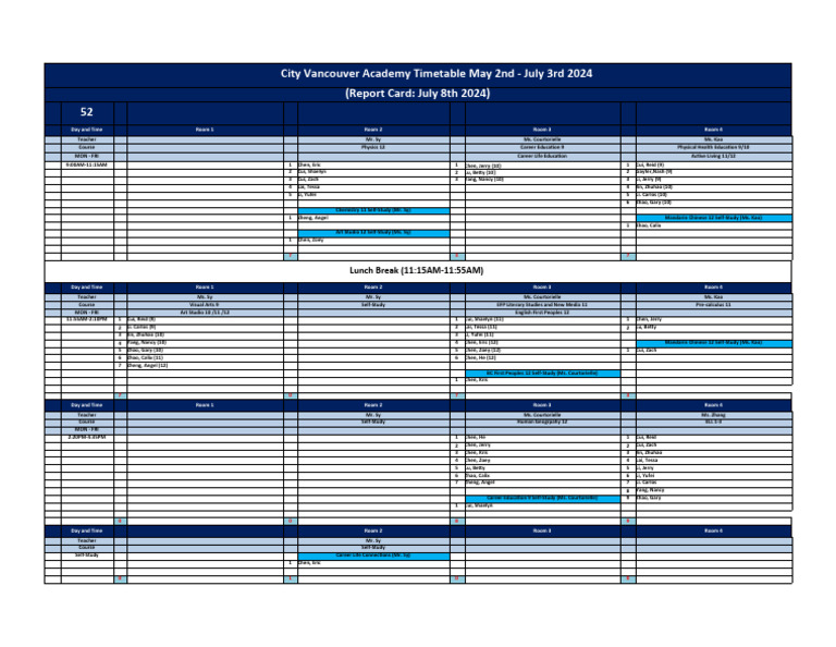 2024 05-07 Timetable With Students' Name | Download Free PDF | China ...