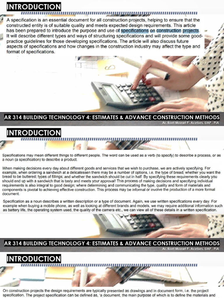 SPECIFICATIONS Lecture 101 | PDF