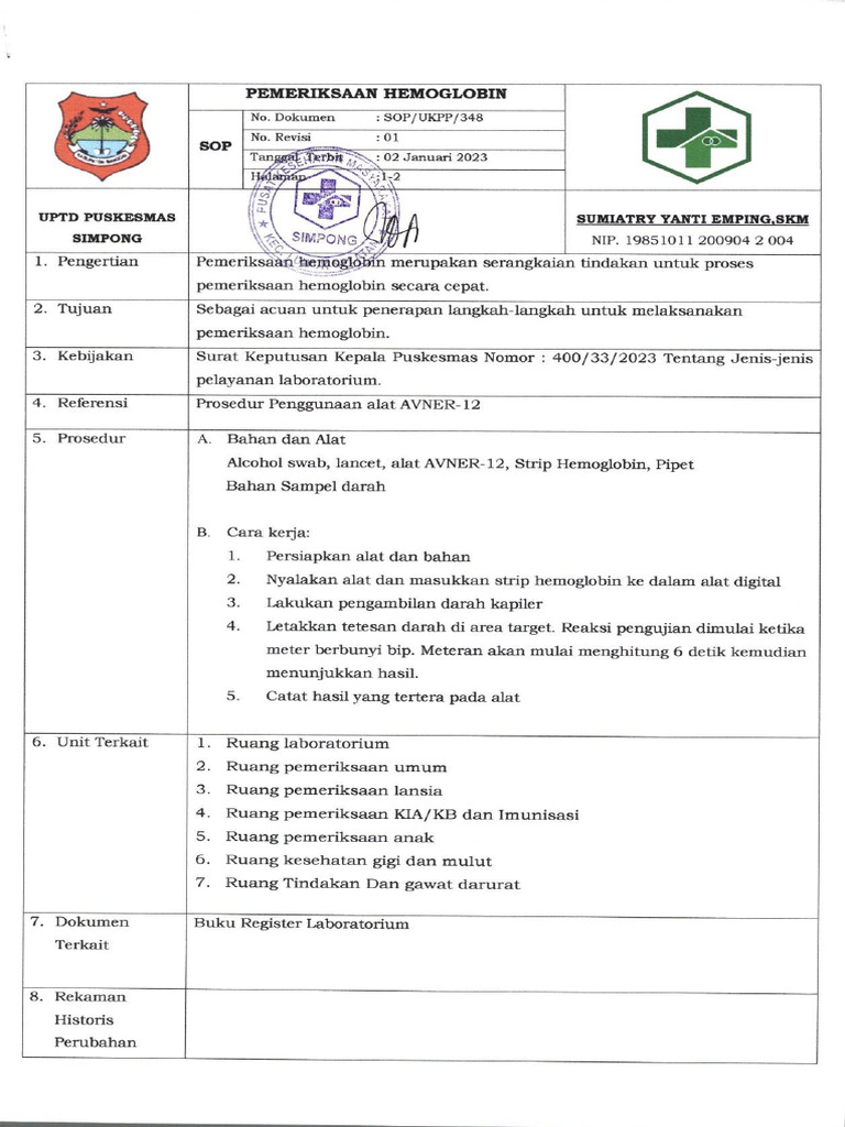 3.9.1.c SOP PELAYANAN LAB MELIPUTI ANGKA 1 S.D 9 SESUAI POKOK PIKIRAN | PDF
