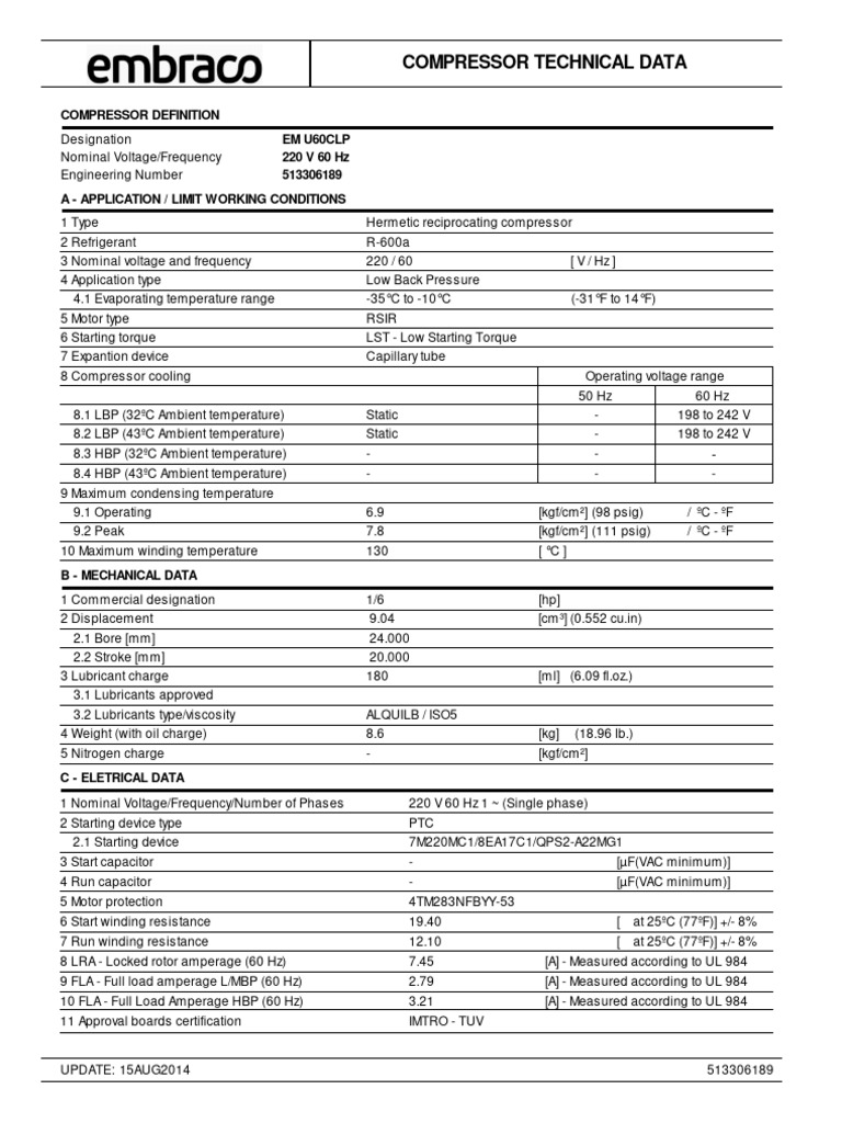 EMU60CLP 220 V 60 HZ 1 | PDF | Alternating Current | Electrical Engineering