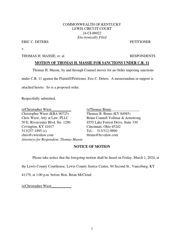 Sanctions Motion Deters | PDF | Lawsuit | Federal Rules Of Civil Procedure