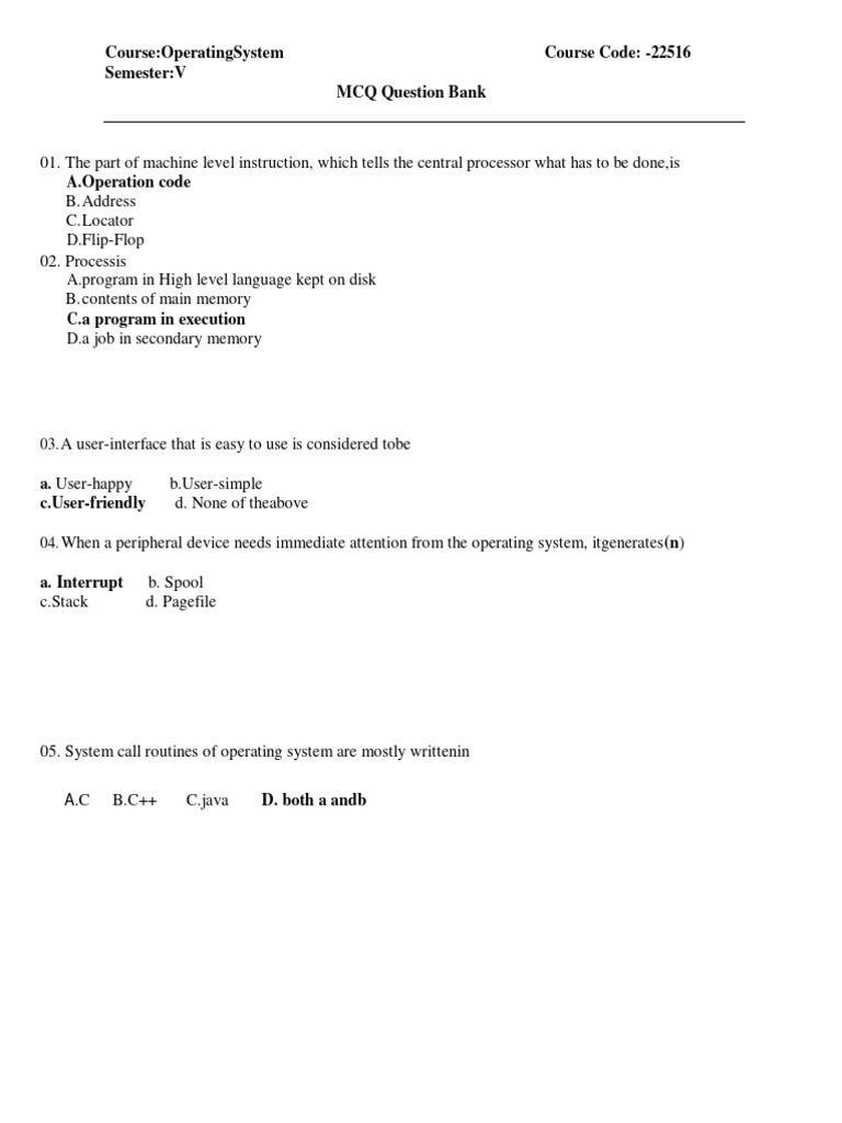 Operating System (OSY) MCQ 5i | PDF | Process (Computing) | Scheduling (Computing)