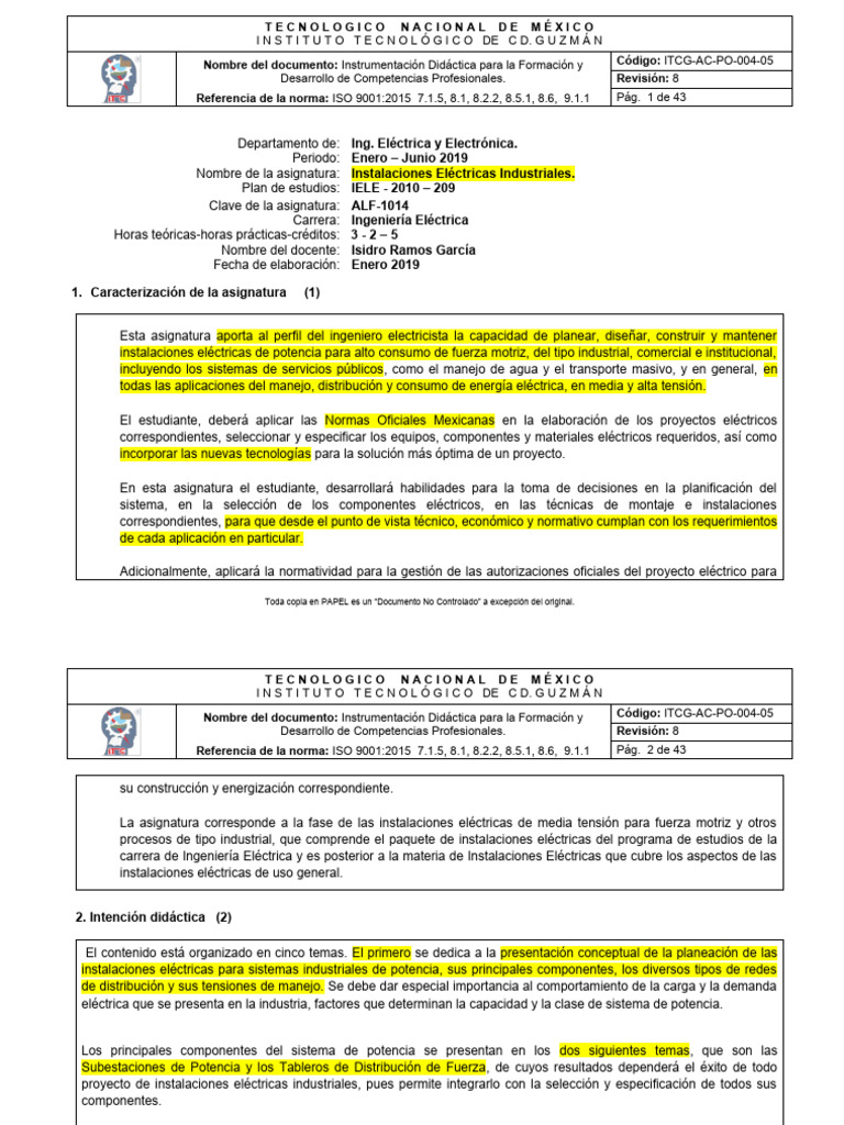 Instrumentación Didactica Inst Elect Ind | PDF | Tecnología e ingeniería