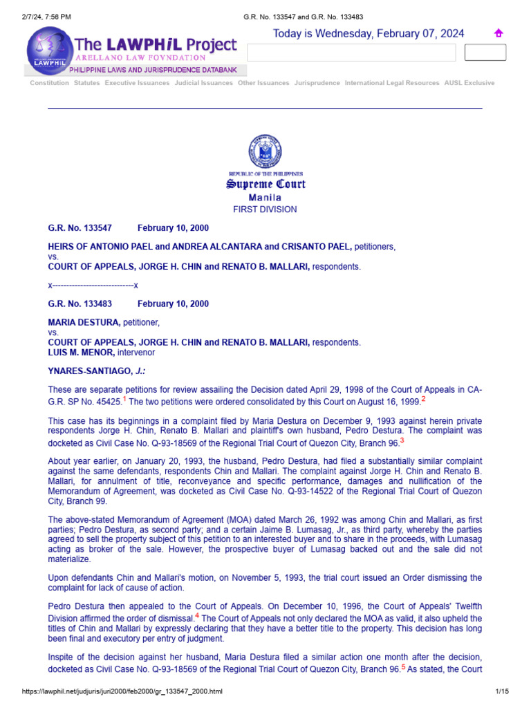 01 Heirs of Pael v. Court of Appeals | PDF | Law