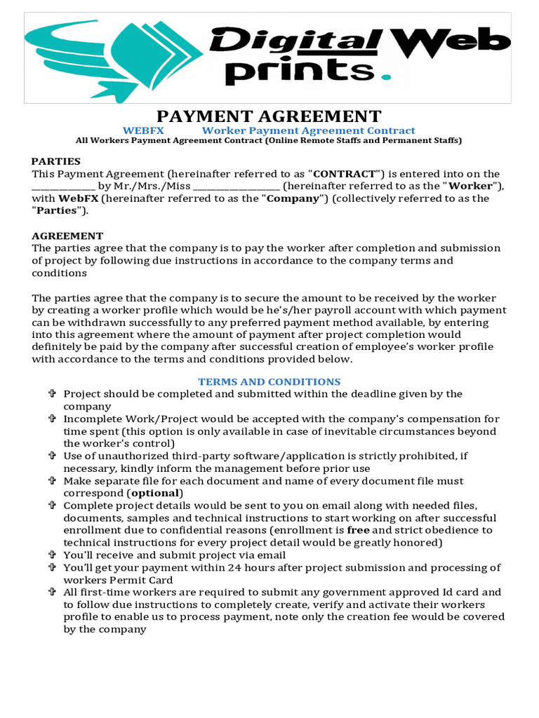 Digital Web Print Agreement Contract - 230627 - 152247 2 | PDF | Finance & Money Management