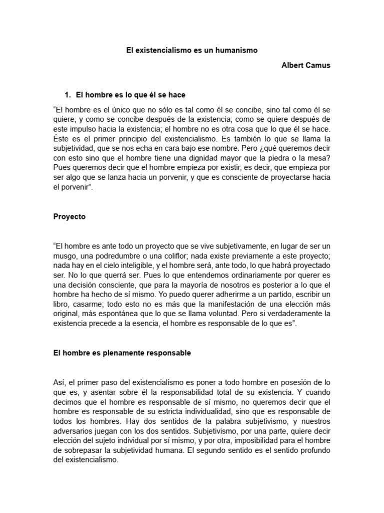Existencialismo Albert Camus | PDF | Verdad | Existencialismo