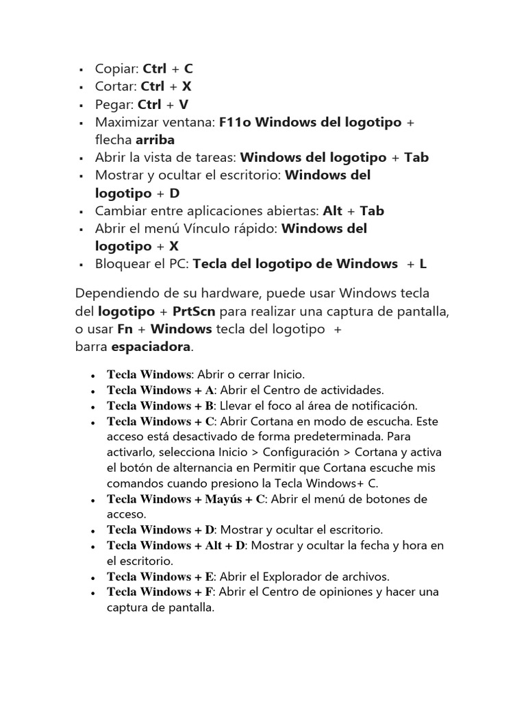 Atajos Windows | PDF | Ventana (informática) | Microsoft Windows
