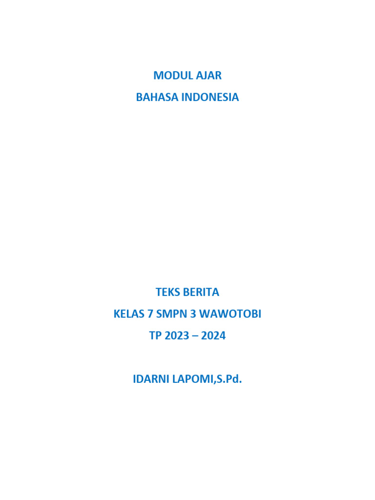MODUL AJAR Menulis Teks Berita | PDF