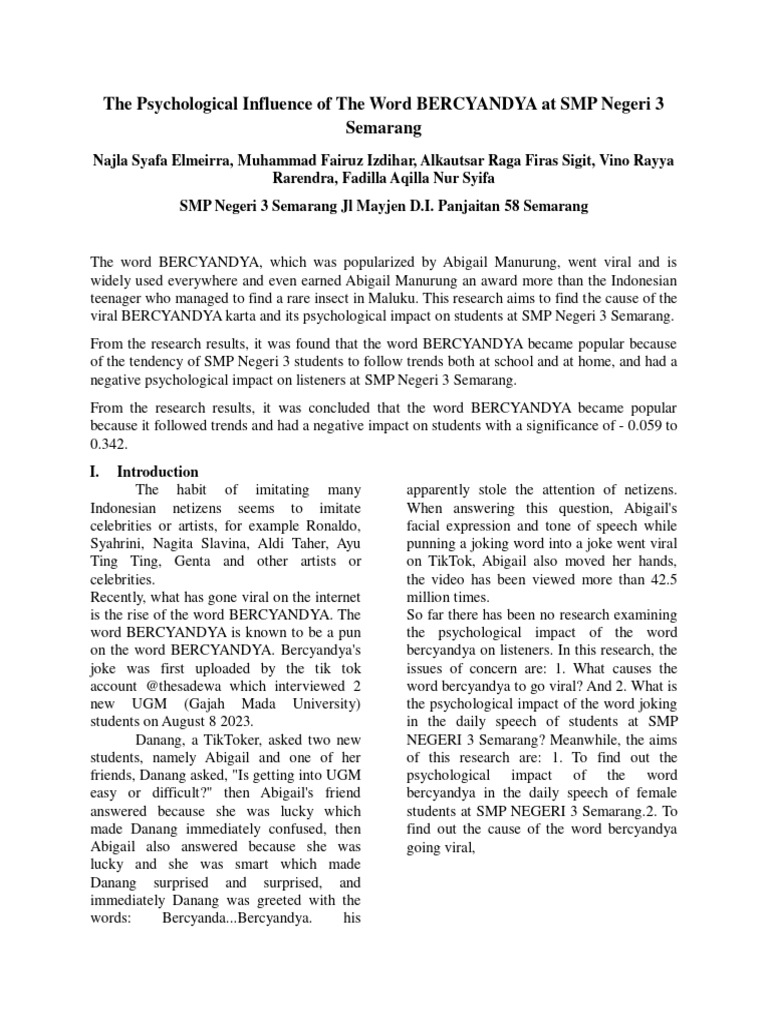 Ext Abstract BERCYANDYA | PDF | Imitation | Behavior