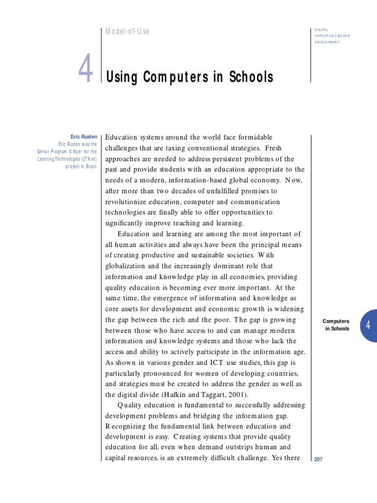 Computers in Schools Model of Use | PDF | Educational Technology ...