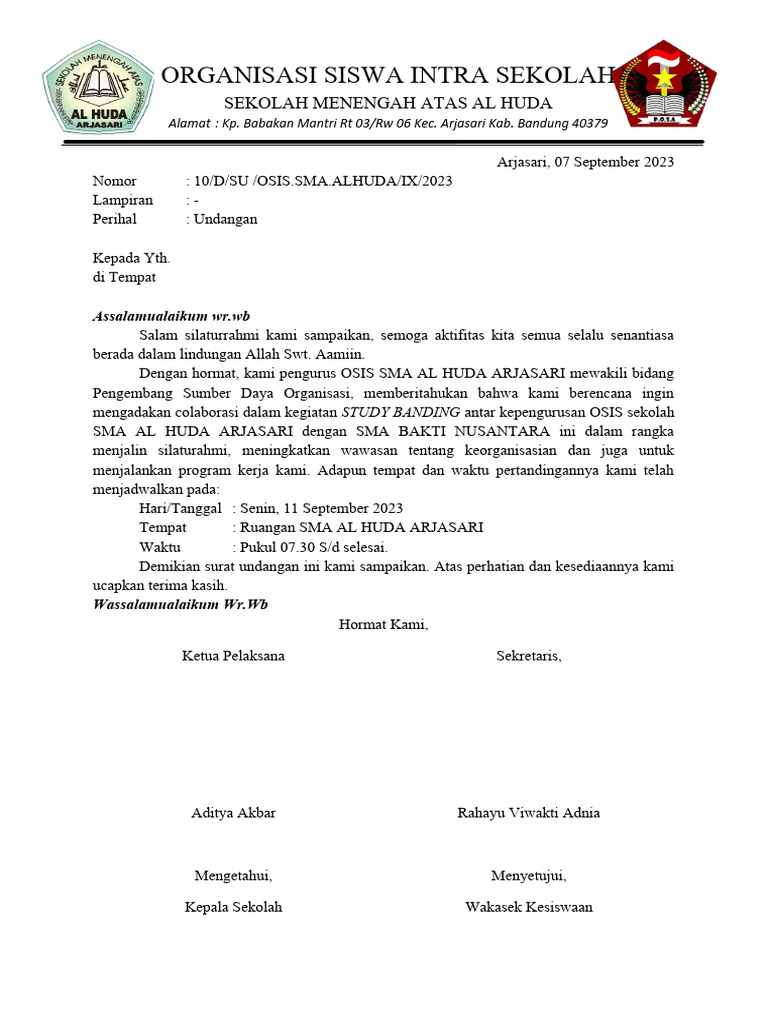 Study Banding OSIS SMA Al Huda | PDF