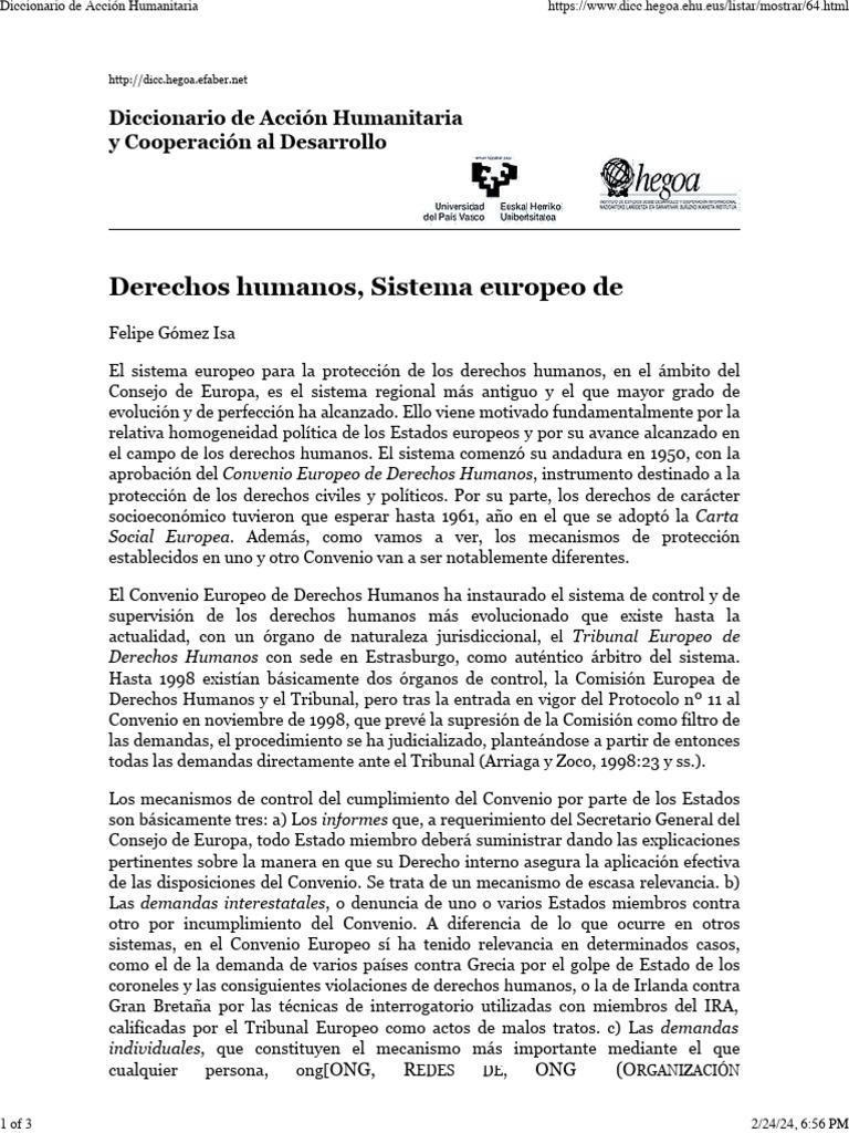 Diccionario de Acción Humanitaria | PDF | Convenio europeo de derechos ...
