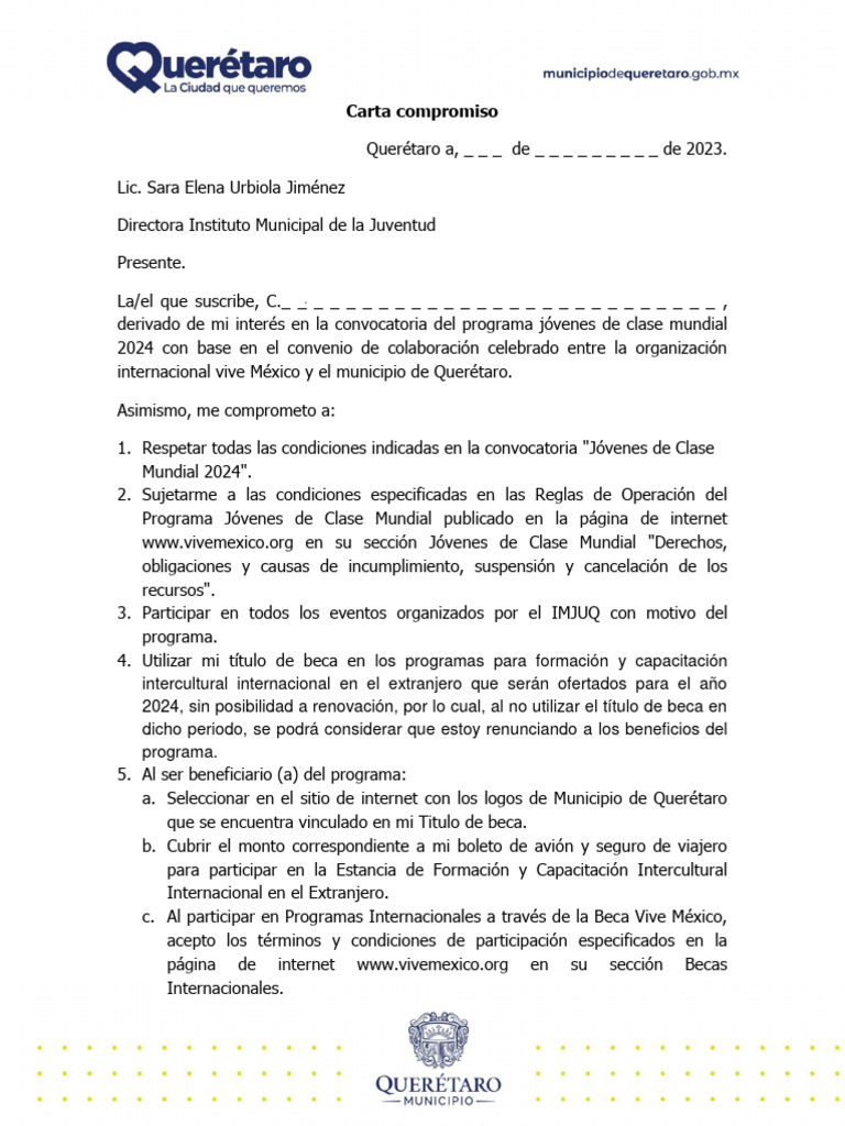 Carta Compromiso 2024 | PDF