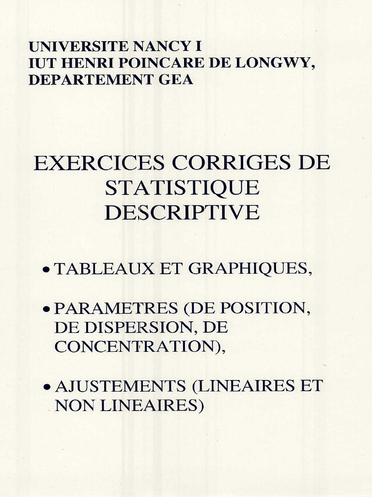 Exercices de Stat. Descriptive | PDF