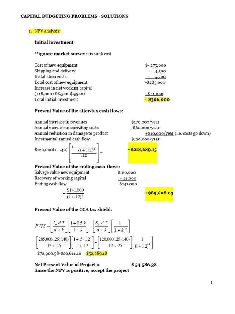 Chapter 10 - Capital Budgeting - Solutions | PDF | Capital Budgeting | Net Present Value