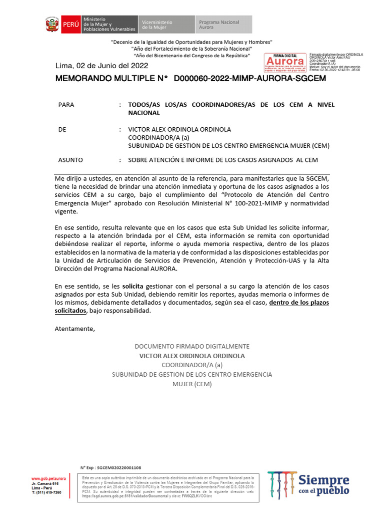 Memorando Multiple-000060-2022-Sgcem_sobre Atención e Informe de Los Casos Asignados Al Cem ...