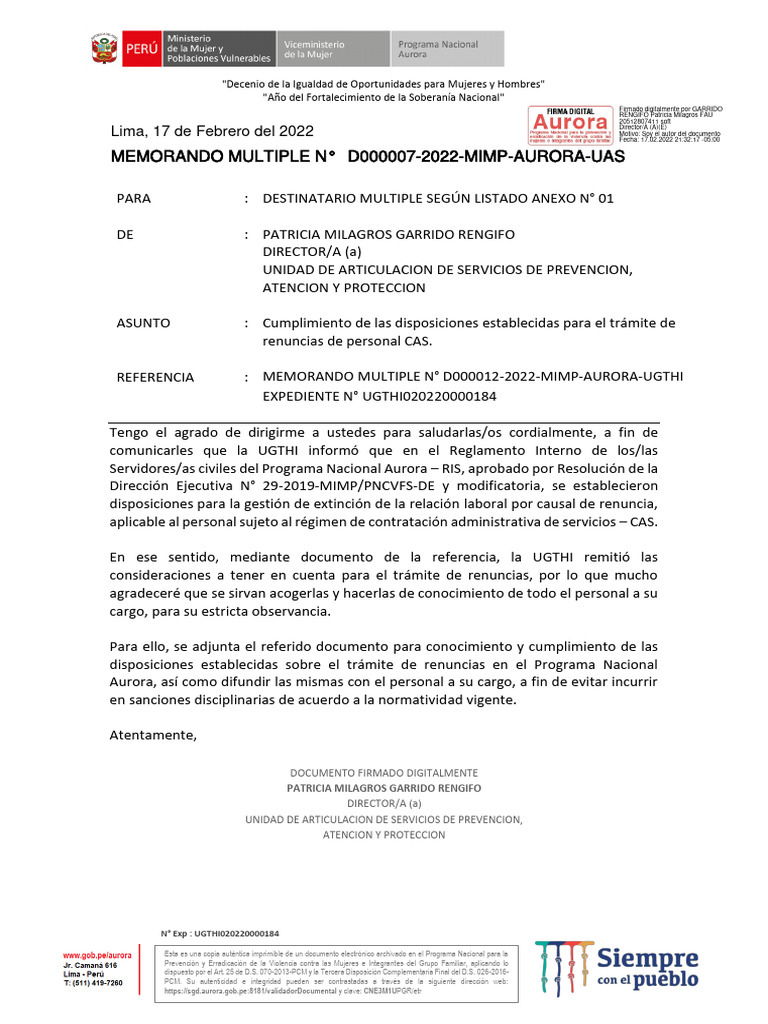 Memorando Multiple 000007 2022 Uas | PDF