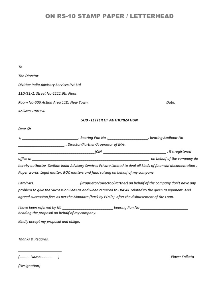 Letter of Authorization (Master LOA) | PDF