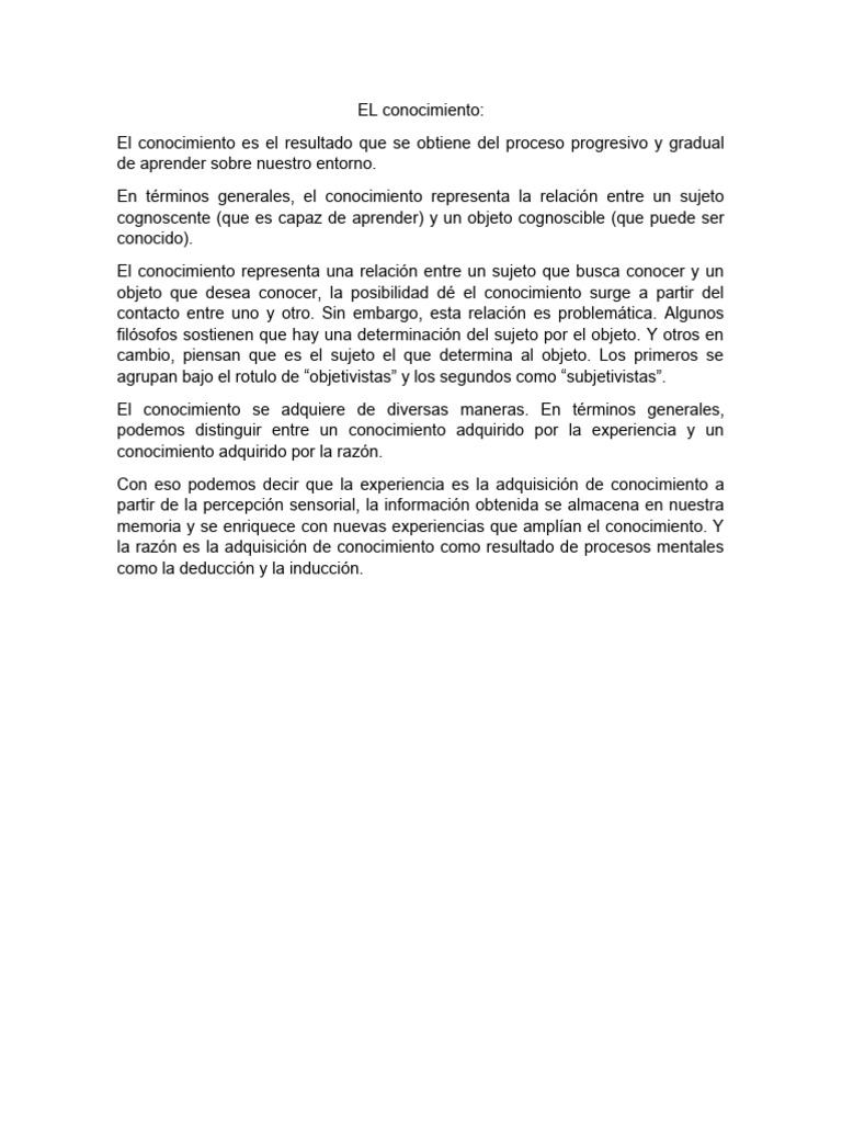 el conocimiento | PDF | Conocimiento | Verdad