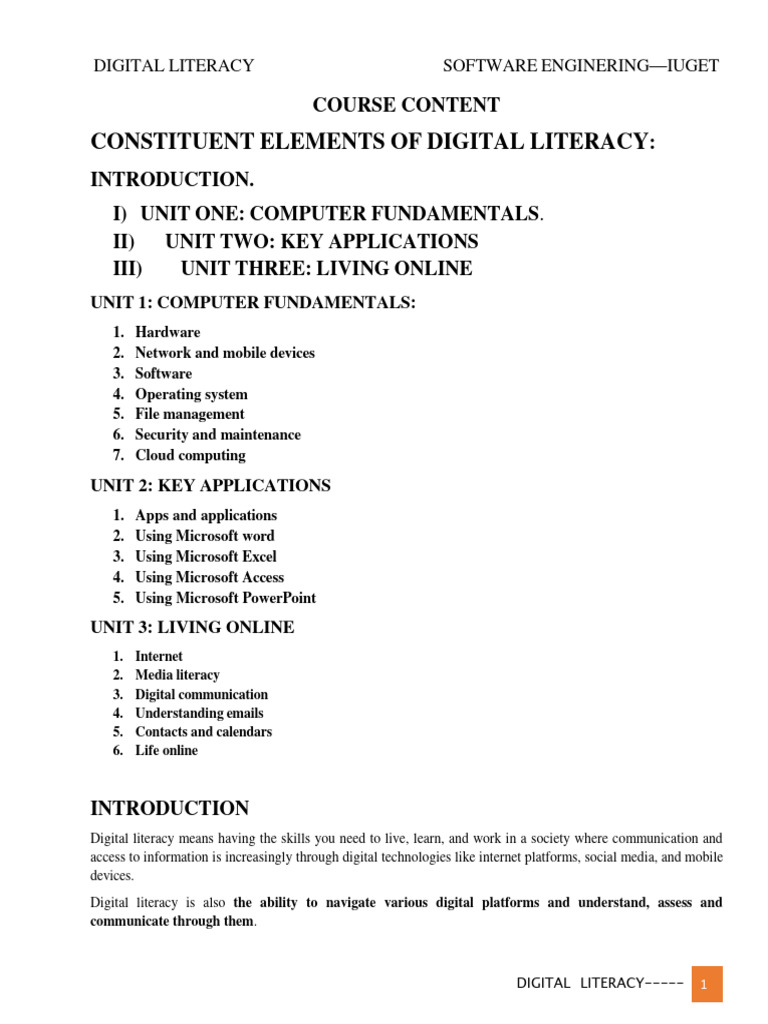 Digital Literacy | PDF | Computer Data Storage | Central Processing Unit