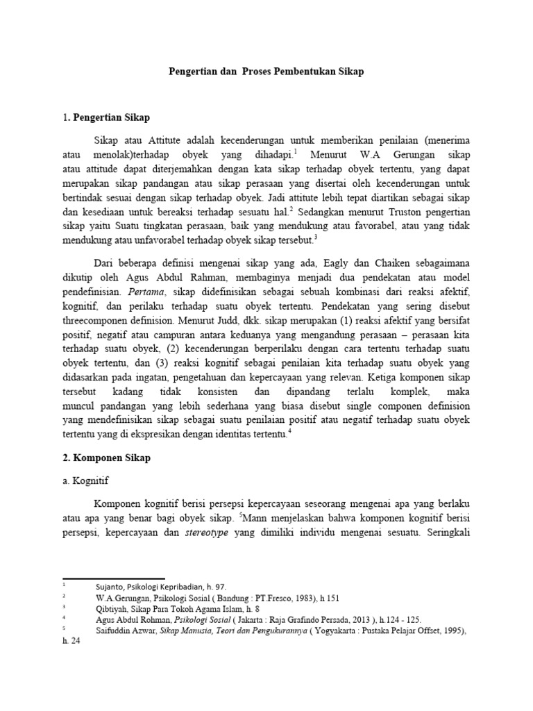 Pengertian Dan Proses Pembentukan Sikap | PDF