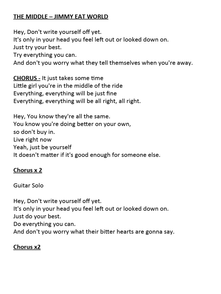 "The Middle Lyrics - Jimmy Eat World" | PDF | Self-Improvement