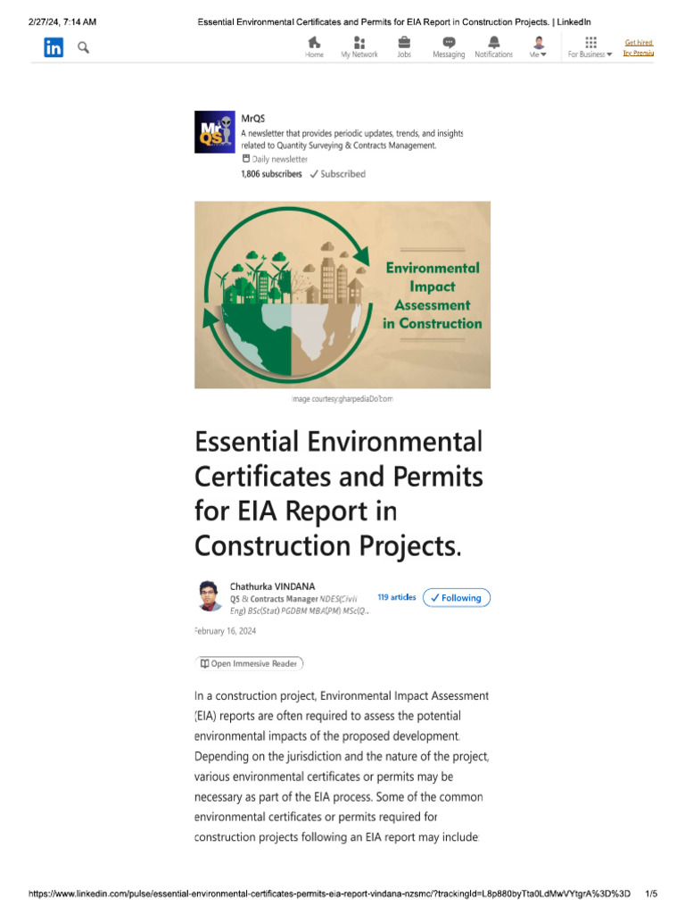 Essential Environmental Certificates and Permits For EIA Report in ...
