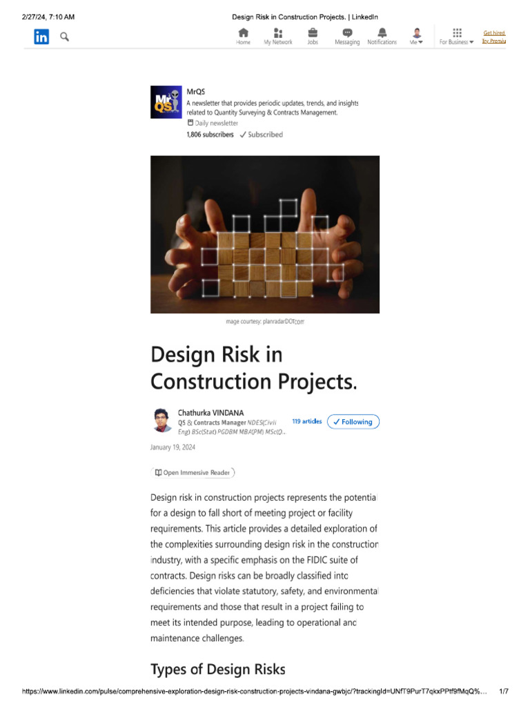 Design Risk in Construction Projects. | PDF
