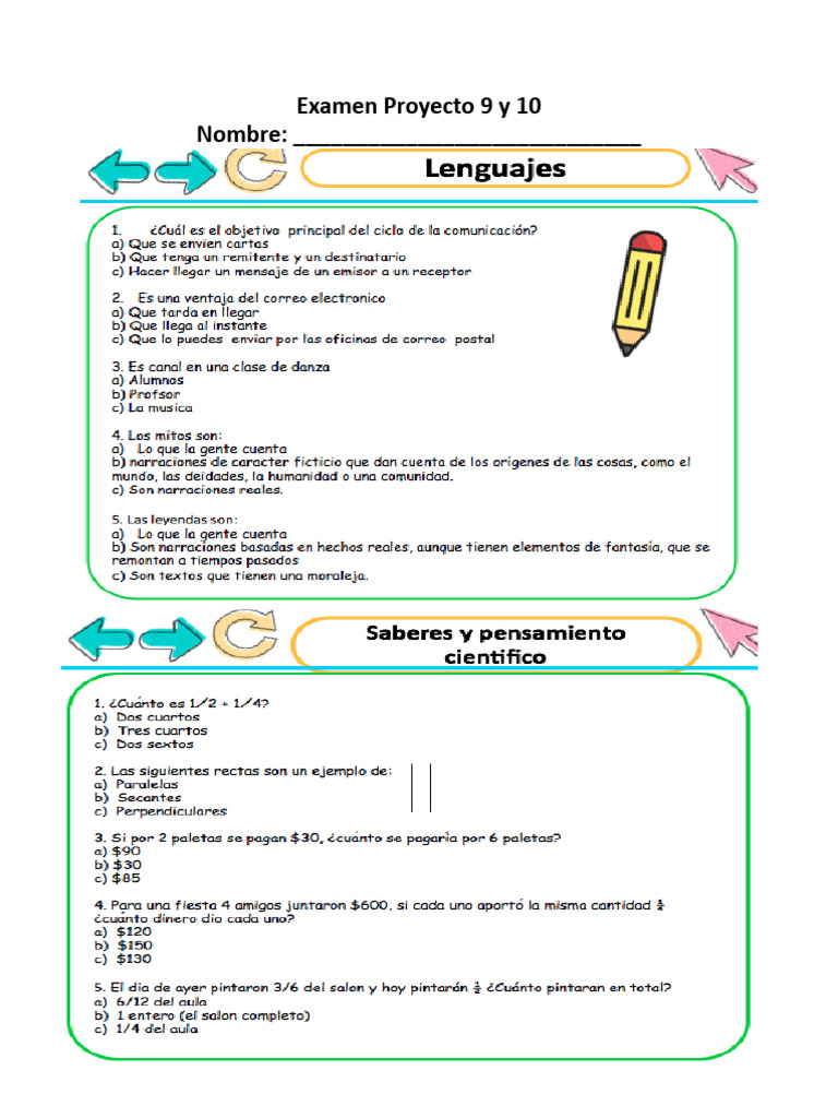 Examen Proyecto 5to Grado | PDF