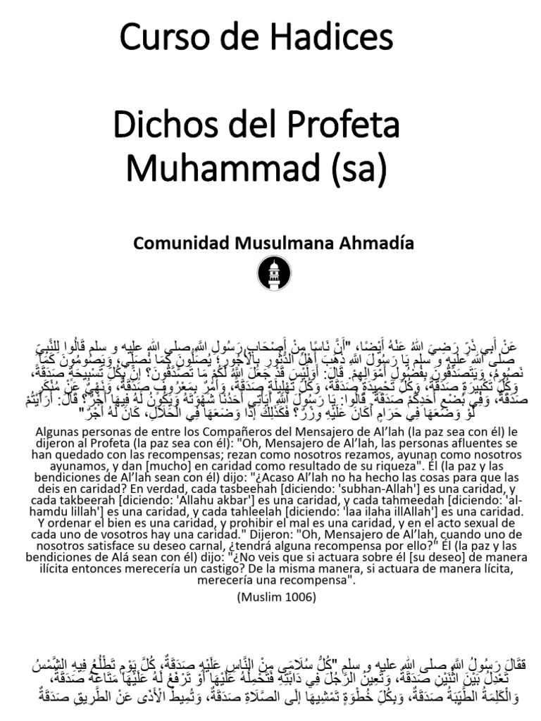Hadices sobre Caridad y Conducta Islámica | PDF | Religiones abrahámicas