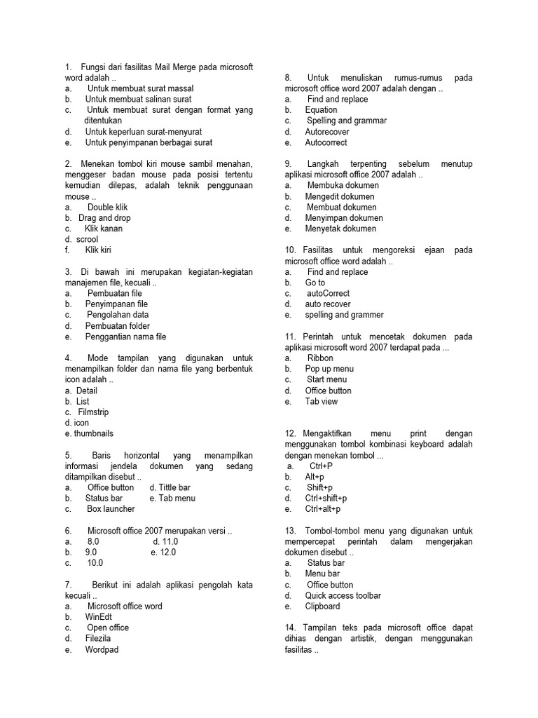 Soal Tik MS Word Edit | PDF