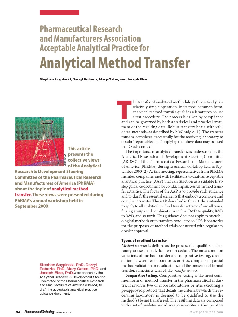 Analytical Method Transfer | PDF | Verification And Validation | Experiment