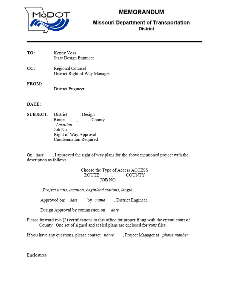 Condemnation Approval Memorandum | PDF
