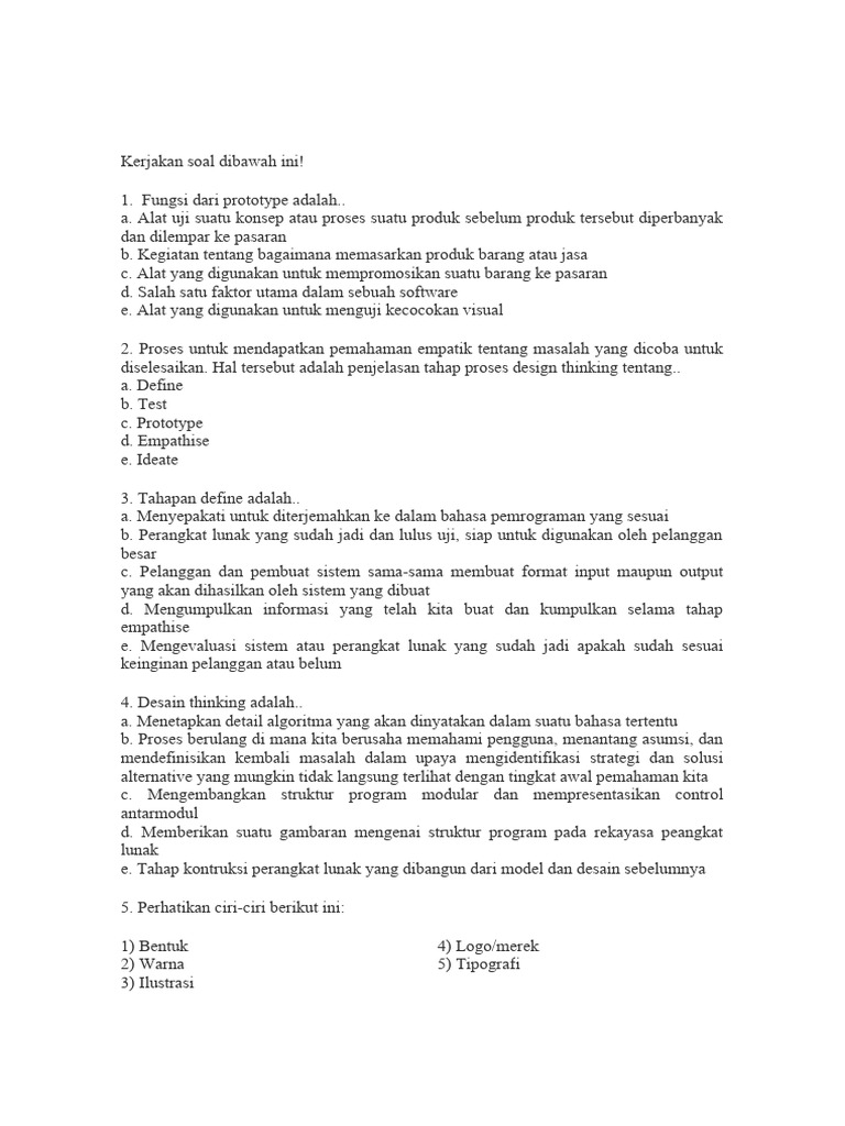 Soal PG Design Thingking | PDF