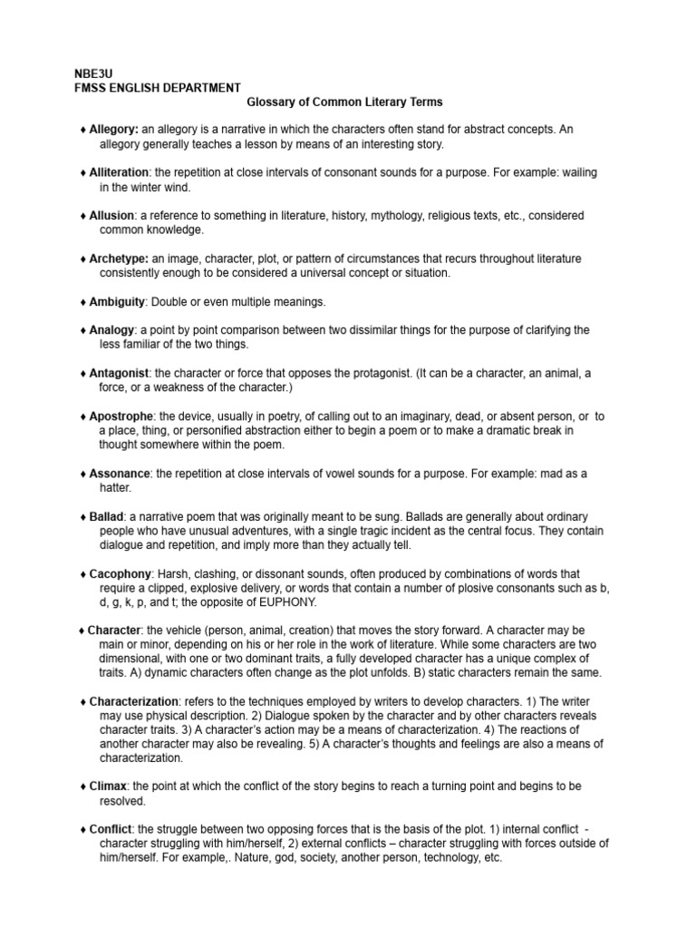 Literary Terms for Students | PDF | Narration | Poetry