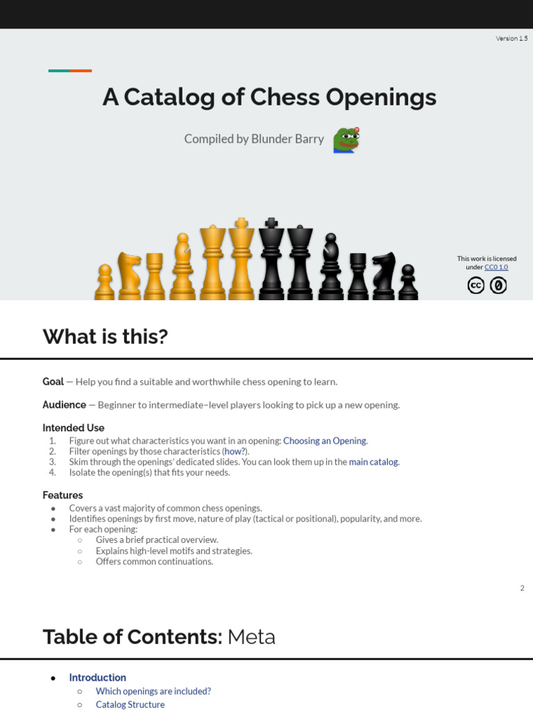 Blunder Barry - A Catalog of Chess Openings | PDF